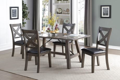 Click here for Topline Home Furnishings Grey Trestle Dining Set G... prices