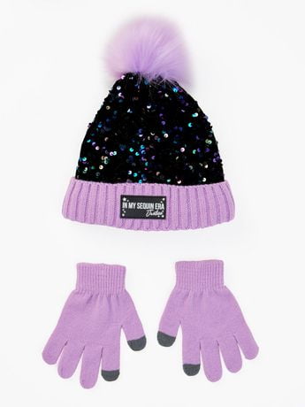 Justice Cold Weather Set, Sequin 2PC Hat and Glove Set - Walmart.ca
