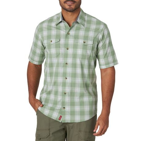 Click here for Wrangler Mens Short Sleeve Plaid Shirt Green S prices