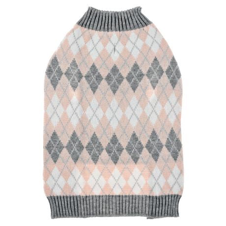 Click here for Holiday Time Knit Dog Sweater - Pink Argyle Design... prices