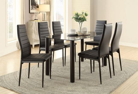 Click here for Topline Home Furnishings Black 7Pc Dining Set Blac... prices