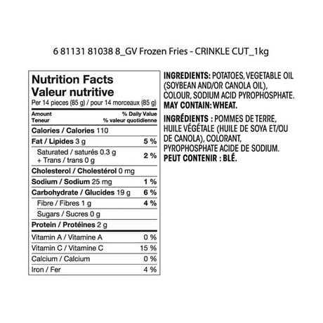 Great Value Crinkle Cut Fries | Walmart Canada