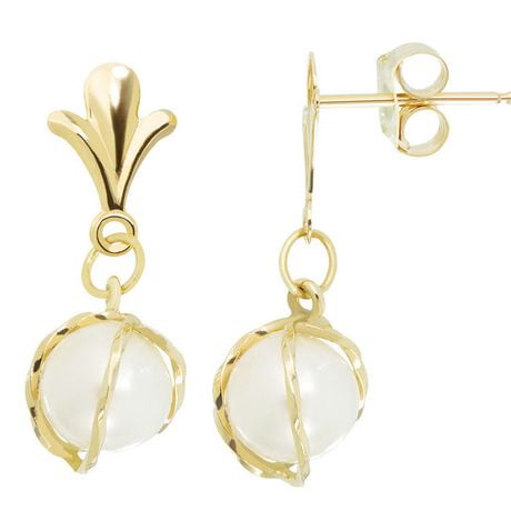 Simply Pearl Collection-10 Karat yellow gold twist Earring with Genuine ...