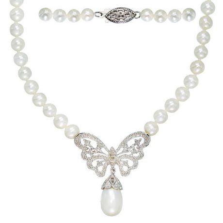 Simply Pearl Collection-Sterling Silver 18" Cultured Freshwater Pearl ...