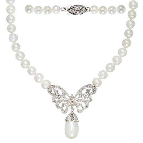Simply Pearl Collection-Sterling Silver 18" Cultured Freshwater Pearl ...