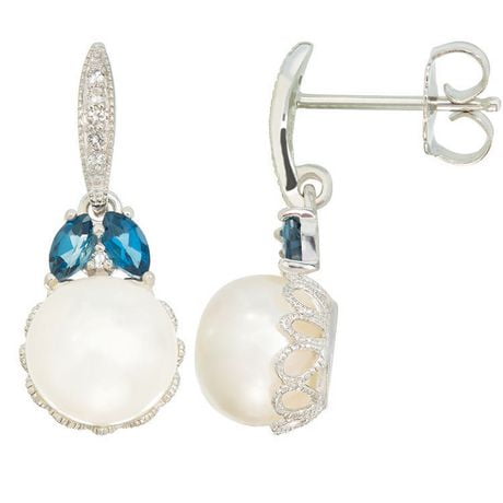 Simply Pearl Collection-Sterling Silver Earring with 10MM button ...