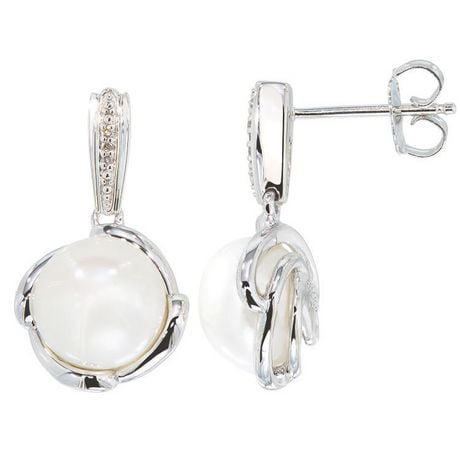 Simply Pearl Collection-Sterling Silver Earring with 9MM Cultured ...