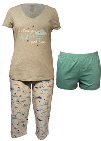 George Ladies' Short Sleeve 3-piece Pyjama Set | Walmart Canada