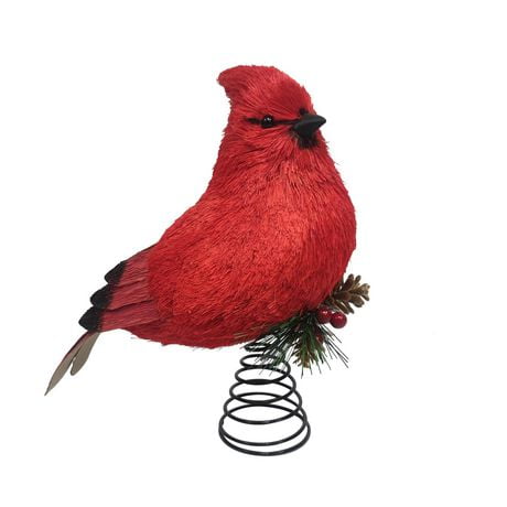 Holiday Time 10.5" Cardinal Christmas Tree Topper, 10.5in Tree Topper ...