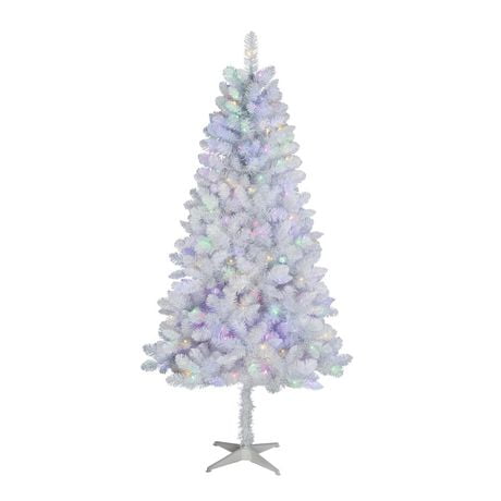 Holiday Time 6.5' Pre-Lit LED Paxton Pine Christmas Tree-White - Walmart.ca
