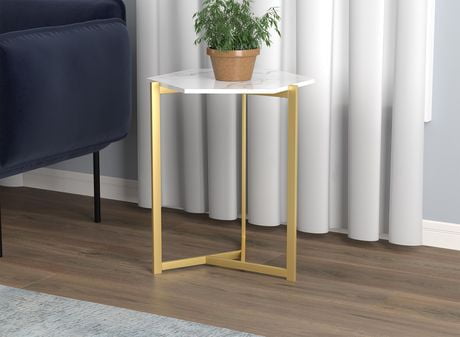 Click here for Safdie & Co. Accent Table 21L Marble Round Gold Me... prices