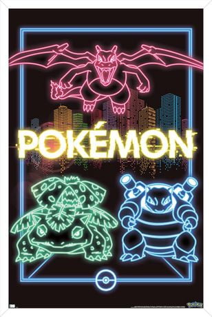 Pokémon - Neon Group Wall Poster, 14.725" x 22.375" Framed | Walmart Canada