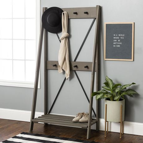 Click here for Manor Park 68 Solid Wood Angled Hall Tree - Grey G... prices