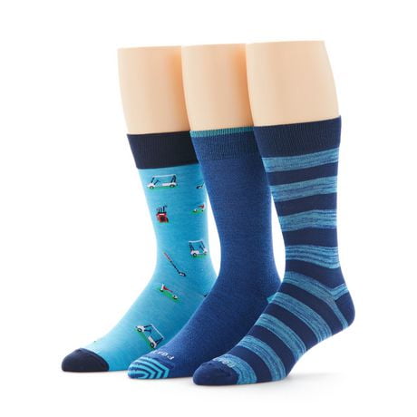 PGA TOUR Men's 3 Pack Novelty Crew Socks Golf Clubs/Striped Dots ...