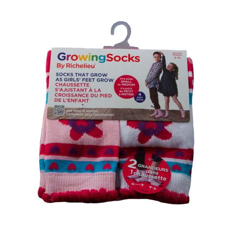 Growing Socks Girls GrowingSocks® Tropical Design (2) Plain (2)Crew ...