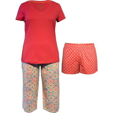 George Ladies' Short Sleeve 3-piece Pyjama Set | Walmart Canada
