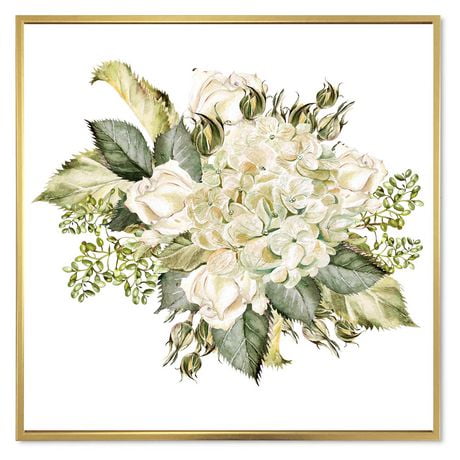 Designart Beautiful Bouquet With Hudrangea and Roses FLOAT FRAME WALL ...