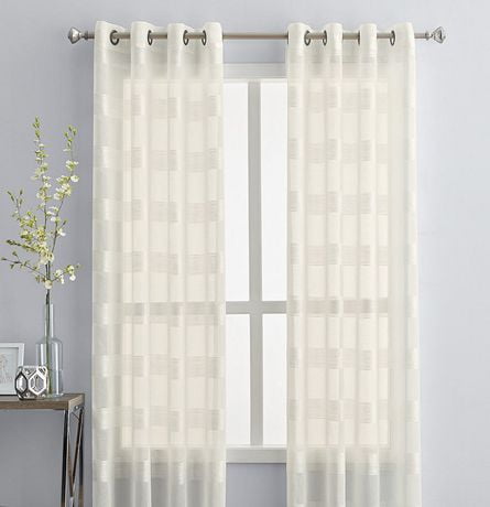 hometrends Sheer Ivory Horizontal Striped Window Panel - Walmart.ca