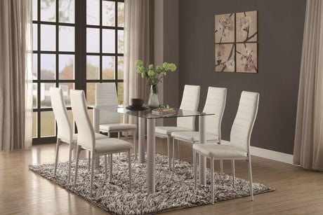 Click here for Topline Home Furnishings White 5Pc Dining Set Whit... prices