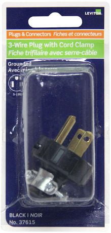 2 Pole 2 Wire 15A-125V Black Round Dead Front Plug | Walmart Canada
