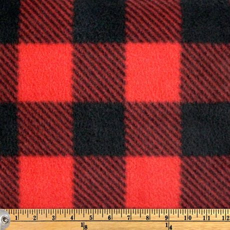 Fabric Creations Fleece Black and Red Buffalo Plaid Fabric by the Metre ...