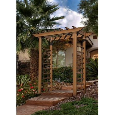 Outsunny 8ft Garden Arch with Two Planters Outdoor Steel Trellis Arbor ...