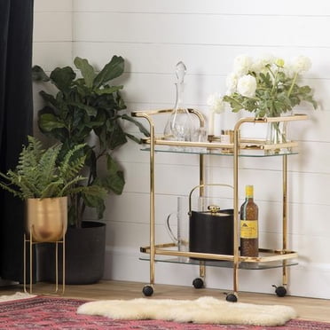 ACME Cyrus Serving Cart in Black/Gold & Clear Glass - Walmart.ca