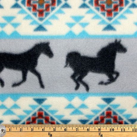 Click here for Fabric Creations Grey And Turquoise Wild Horses Fl... prices