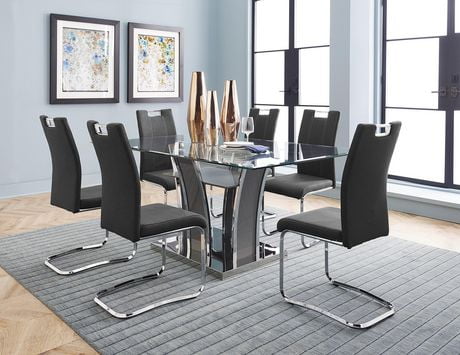 Click here for Topline Home Furnishings Glass Top Dining Table Bl... prices