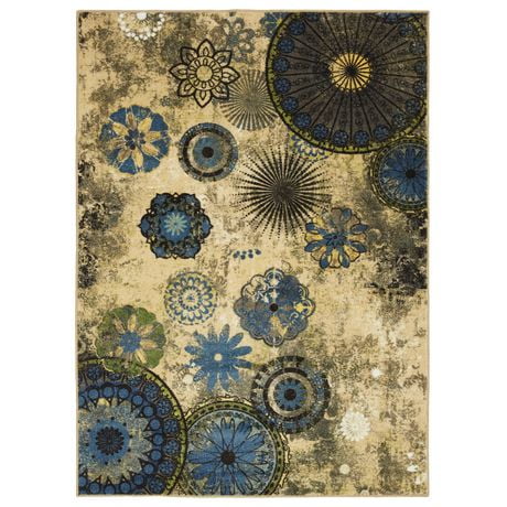 Click here for Hometrends Mohawk New Wave Caravan Medallion Blue... prices