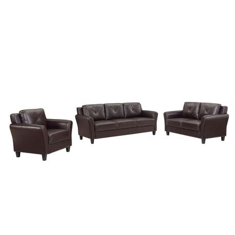 Tess Sofa in Java Fuax Leather | Walmart Canada