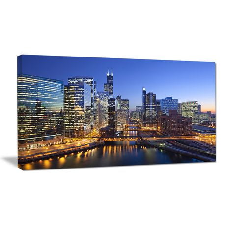 Click here for Design Art Chicago River With Bridges At Sunset Ci... prices