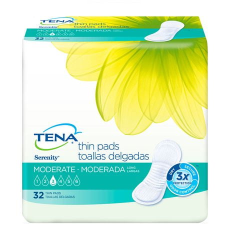 TENA Incontinence Pads for Women, Moderate Thin, Long, 32 Count ...