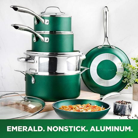 GraniteStone Emerald Pots and Pans Set with Ultra Nonstick Durable ...