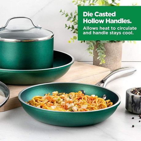 GraniteStone Emerald Pots and Pans Set with Ultra Nonstick Durable ...