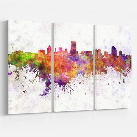 Click here for Design Art Milwaukee Skyline Canvas Print Purple 3... prices