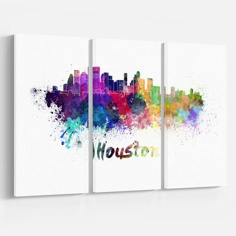 Click here for Design Art Houston Skyline Canvas Print Purple 36I... prices