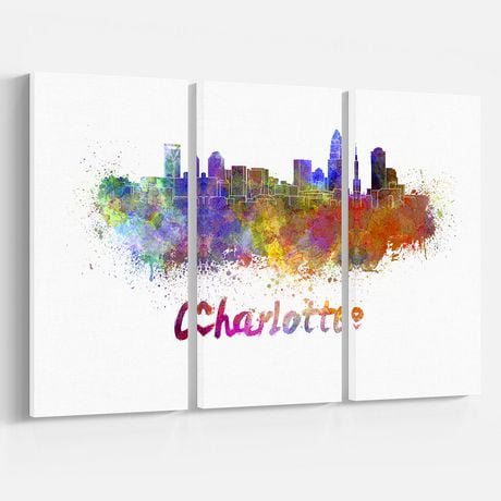 Click here for Design Art Charlotte Skyline Canvas Print Purple 3... prices