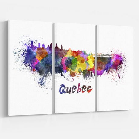 Click here for Design Art Quebec Skyline Canvas Print Purple 36In... prices