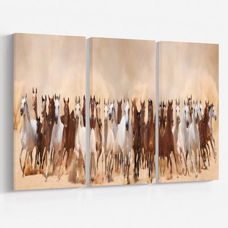 Click here for Design Art Horses Herd In Sand Storm Canvas Print... prices
