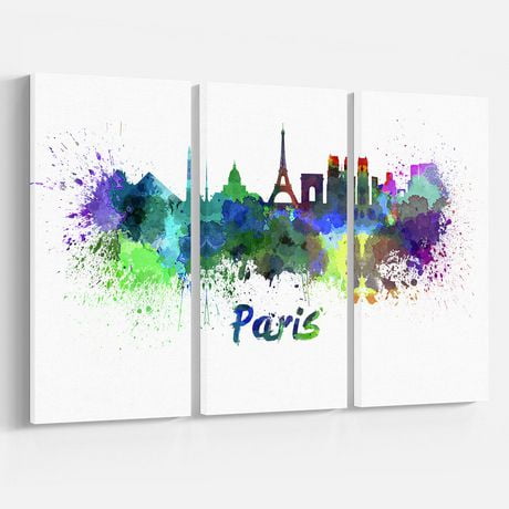 Click here for Design Art Paris Skyline Canvas Print Purple 36In... prices
