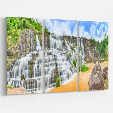 Click here for Design Art Pongour Waterfall Canvas Print Blue 36I... prices