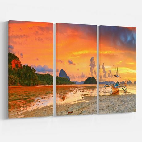 Click here for Design Art Boat At Sunset Panorama Canvas Print Or... prices