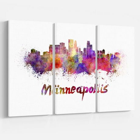 Click here for Design Art Minneapolis Skyline Canvas Print Pink 3... prices