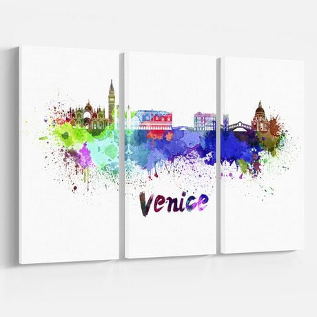 Click here for Design Art Venice Skyline Canvas Print Purple 36In... prices