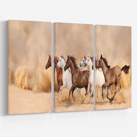 Click here for Design Art Herd Gallops In Sand Storm Canvas Print... prices