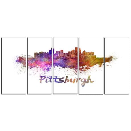 Click here for Design Art Pittsburgh Skyline Canvas Print Purple... prices