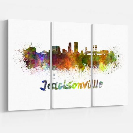 Click here for Design Art Jacksonville Skyline Canvas Print Green... prices