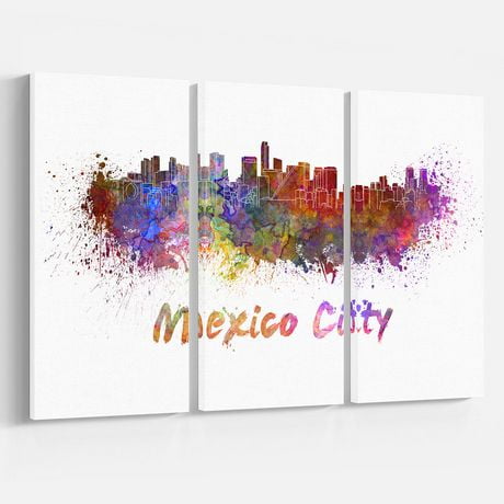 Click here for Design Art Mexico City Skyline Canvas Print Green... prices