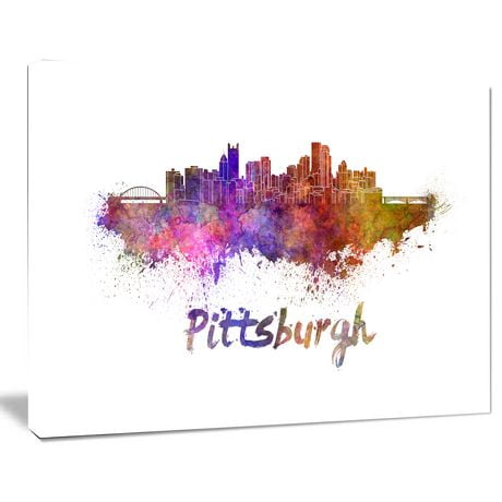 Click here for Design Art Pittsburgh Skyline Canvas Print Purple... prices